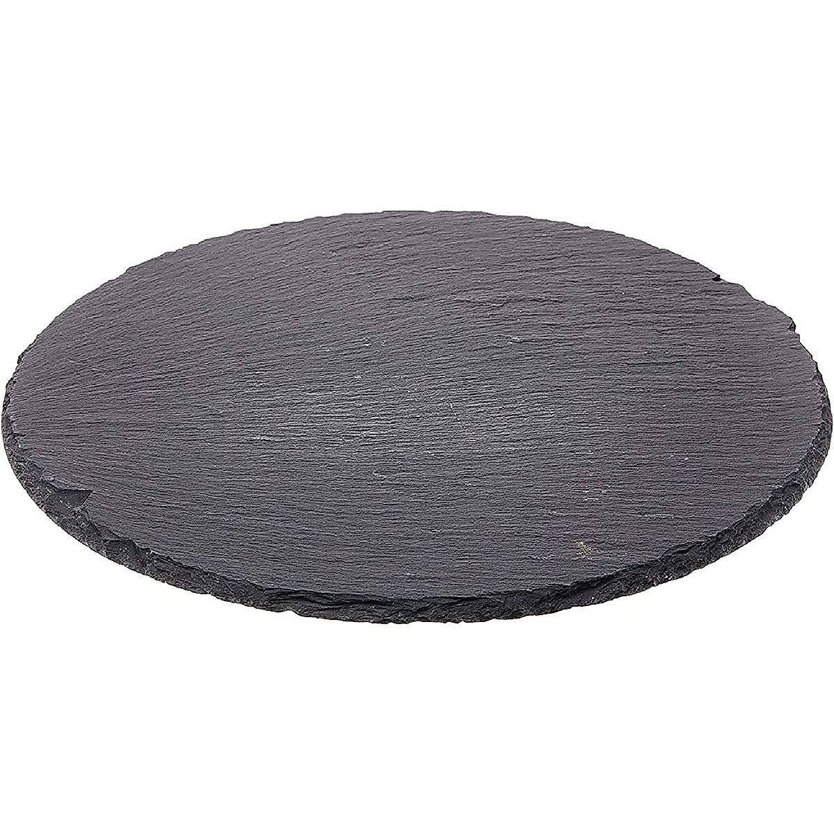 Dofira Round Slate Serving Platter, Black Platter Tray Stone Rock Cutting Board Cheese Board, Charcuterie Tray with Natural Edge [1pc]