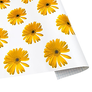 Yifely Peel & Stick Shelf Liner Removable Countertops Paper for Covering Apartment Old Drawer Cabinets, Yellow Daisy, 17.7 Inch by 9.8 Feet