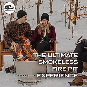 Dragonfire Portable Smokeless Firepit, Accessories Included: Grill, Base Stand, Carrying Case. Wood Pellet/Log Burning Outdoor Fire Pit. Stainless Steel, 22 Inch, Nesting Base for Compact Storage.