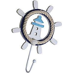 Mediterranean Theme Hook Nautical Hook Towel Hat Coat Hangers Rustic Wall Hooks for Home Cloakroom Clothing Shop Decor - Lighthouse