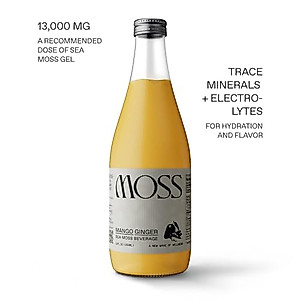 MOSS - Sea Moss Water - 13,000mg of Sea Moss in a Functional Beverage with Reverse Osmosis Water, Trace Minerals, and Electrolytes - Mango Ginger 4pk
