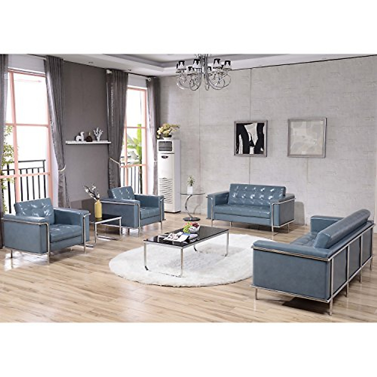 Flash Furniture HERCULES Lesley Series Contemporary Gray LeatherSoft Sofa with Encasing Frame