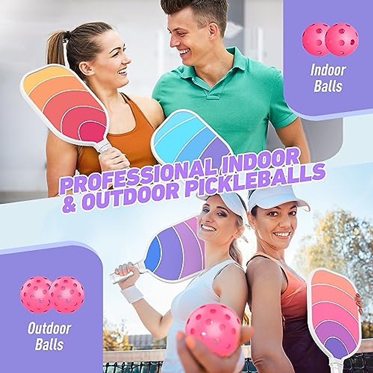 Pickleball Paddles Set USAPA Approved, Lightweight and Durable with Unique Design, USAPA Approved Pickleball Paddles Set of 4, 4 Pickleball Balls, Pickleball Bag, Pickleball Paddles (Dream)