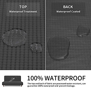 Easy-Going 100% Waterproof Futon Cover, Dual Waterproof Couch Cover for Futon, Stretch Jacquard Sofa Cover, Leakproof Furniture Protector for Kids, Pets, Dog and Cat (Futon, Dark Gray)