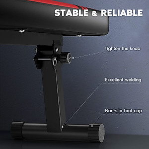 FLYBIRD Flat Weight Bench Foldable 1000 LBS Weight Capacity for Strength Training Bench Press, 45.3 Inches Long Workout Benches for Home