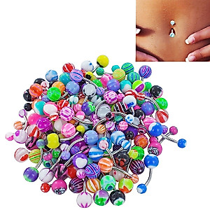 Bluelans 30x Colorful Sexy Belly Button Bar Navel Barbells Rings Body Piercing Jewellery Gift (Random Color)