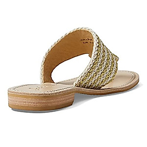 Jack Rogers Jacks Rope Sandal for Women - Leather Upper with Footbed, Braided Details, Thong Style Gold Metallic/Ivory/Ivory 6 M