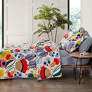 Marimekko - Queen Duvet Cover Set, Cotton Percale Bedding with Matching Shams, All Season Home Decor (Ojakellukka Multicolor, Queen)