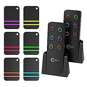 Key Finder, Esky RF Item Locator with 2 Transmitters and 6 Receivers, 100ft Working Range 80dB Loud Beeps Wireless Item Tracker Support Remote Control for Finding Pet, Wallet and Key