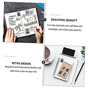 Tofficu 6 Packs Paper Stamp Sticker Scrapbook Stamp Sticker Photo Scrapbook Stamp Decal Scrapbooking Masking Tape Scrapbook Sticker Adhesive Decoration Sticker Photo Corner Plant Travel