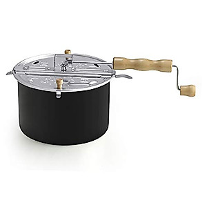 Cook N Home 02700 6-Quart Aluminum Stovetop Popcorn Popper, Black