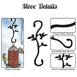 YILONGDA Bird Feeder House Hanger Hooks for Outside, Decorative Heavy Duty Plant Hangers Hooks Outdoor, S Garden Hooks Extender for Hanging Hummingbird, Wind Chimes, Flower Basket(2PCS/Hummingbird)