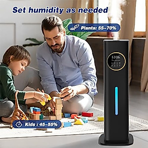 LACIDOLL Humidifiers for Bedroom, 2.1Gal/8L Humidifiers for Home, Humidifier large room with Essential Oil Diffuser, Top Fill Whole House Cool Mist Humidifiers for Plants Baby Kids Adults(Black)