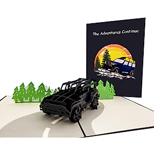 iGifts And Cards Adventure Awaits Jeep 3D Pop Up Greeting Card - Happy Birthday, Congratulations, Fathers Day Gift, Retirement, Exciting, Cool Journey, Cheerful, Fun, Mountain, New Journey