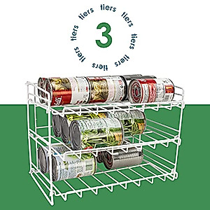 Home Basics Can Rack Organizer Food Storage Canned Food Soda Can Dispenser for Cabinet or Refrigerator White