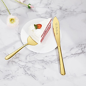 AW BRIDAL Personalized Wedding Cake Knife and Server Set, Gold Cake Cutting Set Gift for Wedding Bridal Shower Pie Sever Pizza Knife//DK2201CPP23//