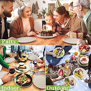 50 PCS Compostable Paper Plates, 9" Heavy Duty Disposable Plates, Biodegradable Sugarcane Fiber Natural Bagasse Party Plates Microwave Safe Dinner Plates Bulk for Daily Use Birthday Wedding Picnic