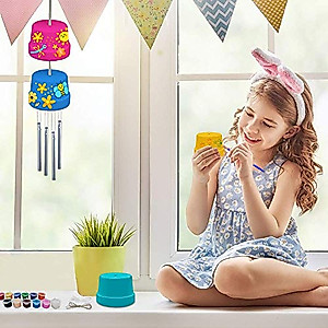 2-Pack Make A Wind Chime Kits - Arts & Crafts Construct & Paint Wind Powered Musical Chime DIY Gift for Kids, Boys Girls