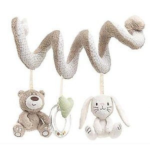 Musical Activity Spiral Car Seat Toys – Elegant Plush Toy for Cot Pram Crib Stroller with Hanging Rattles Soft Interactive Toy for Infants for Boys and Girls 1 Month +