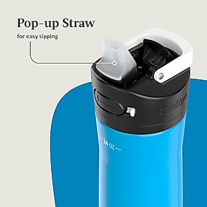 Contigo Ashland Chill Stainless Steel Water Bottle with Leakproof Lid & Straw, Water Bottle with Handle Keeps Drinks Cold for 24hrs & Hot for 6hrs, Great for Travel, School, Work, & More, 24oz