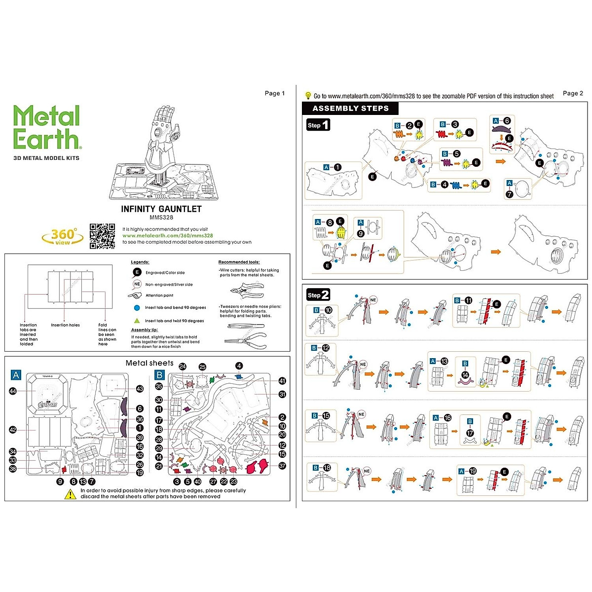 Metal Earth Marvel Avengers Infinity Gauntlet 3D Metal Model Kit Fascinations