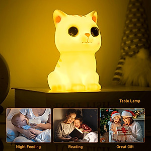 Fundoo Cute Cat Night Light, Rechargeable Kitty Night Light for Kids Room, Multicolor LED Cat Lamp Nightlight Gift for Adults Women Teen Baby Children Girls Boys