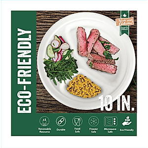 Nicole Home Collection Compostable Heavy Duty 10" Disposable Compartment Paper Plates 100% Bagasse Biodegradable Eco-Friendly Natural Sugarcane 50 Count
