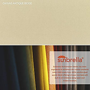 California Umbrella 6' Round Aluminum Market Umbrella, Crank Lift, Push Button Tilt, Bronze Pole, Sunbrella Antique Beige