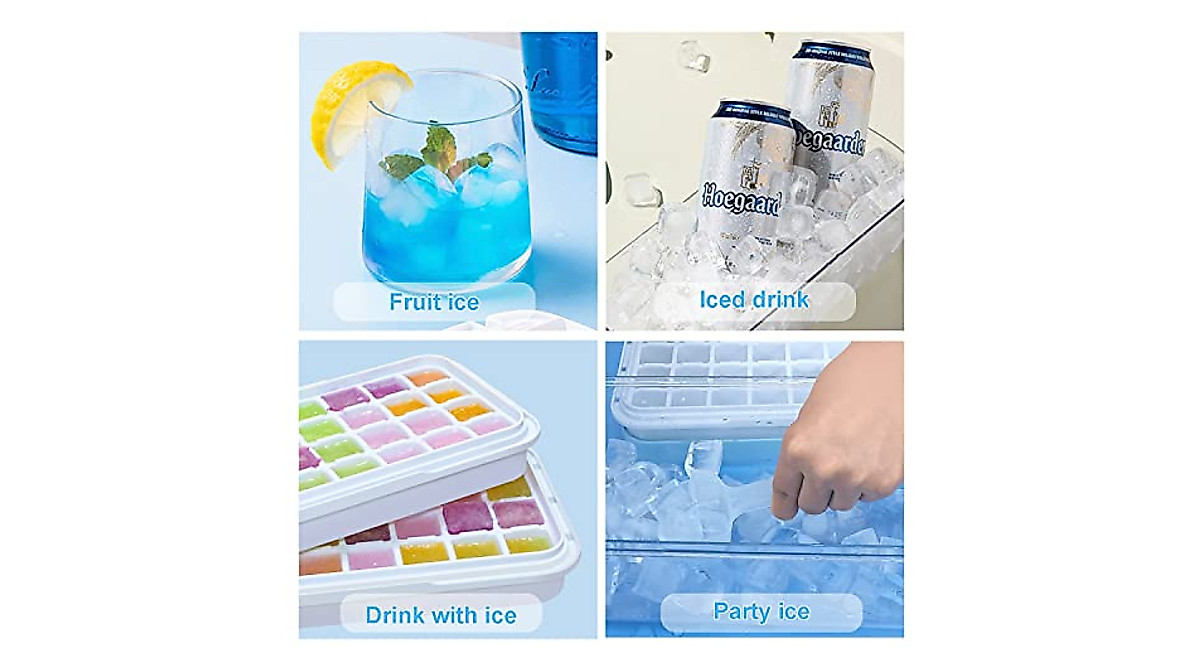 Stackable Ice Cube Tray with Lid - 64 Easy Release Nuggets