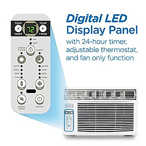 BLACK+DECKER BD10WT6 Window Air Conditioner with Remote Control, 10000 BTU, Cools Up to 450 Square Feet, White
