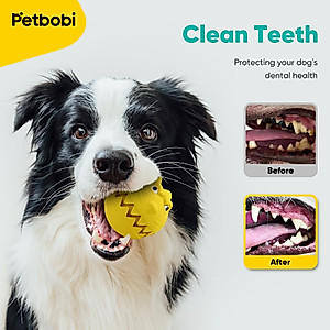 Petbobi Dog Chews for Aggressive Chewers - Natural Rubber Chew Toys for Dogs, Tough Durable Indestructible Dog Toys for Small Medium Dogs, Interactive Dog Toy Puppy Teething Toys, Yellow Monster