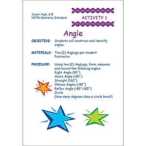 hand2mind AngLegs Classroom Kit with Protractors, Explore Angles, Shapes, and Geometry, Triangle Geometry, Math Manipulatives, Shape Geometry, Geometry Resource, Montessori Math (6 Sets of 72)