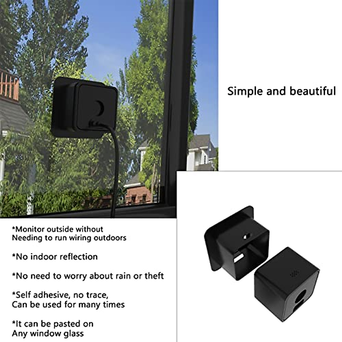 Teccle Window Mount for Blink Mini, Through Window Use Blink Mini Indoor Security Camera, No Need to Run Wiring Outdoors (Pack of 2, Black)