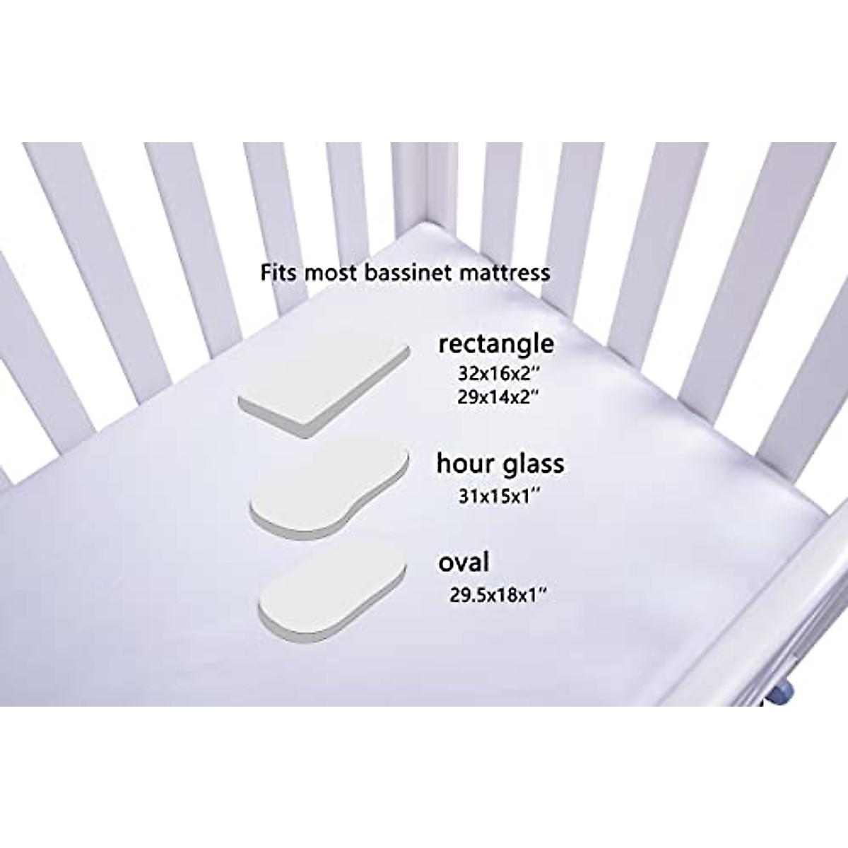 Satin Bassinet Sheet Set 2 Pack Ultra Soft Silk Fit for Rectangle, Hourglass, Oval Bassinet Mattress Protect for Baby Hair and Skin Cradle or Bassinet Sheets, Pink & White