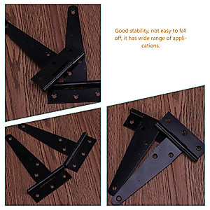 Angoily 10PCS T Strap Hinges 4 Inch, Black Gate Hinges for Wooden Fences,Barn Door Gate, Iron Rustproof Barn Door Hinge Shed Door Hinges