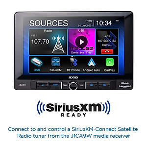 Jensen J1CA9W 9-inch Certified Apple CarPlay Android Auto Wired or Wireless | Single DIN Touchscreen Car Stereo Receiver | Bluetooth | Backup Camera Input | USB Playback & Charge | Sirius XM Ready
