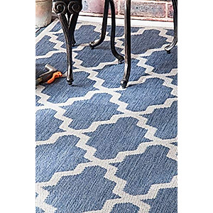 nuLOOM Gina Moroccan Indoor/Outdoor Area Rug, 10' x 14', Blue