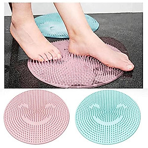 INGVY Dry Brushing Body Brush Silicone Bathroom Sucker Non-Slip Mat Lazy Foot Bath Bath Artifact Rub Back Massage Pad Foot Peeling Foot Scrub Brush (Color : Pink)