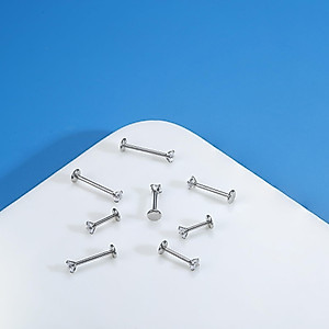 ORAZIO 8 Pcs 18G Stainless Steel Nose Piercing Lip Rings Studs Ear Piercings 6-12mm