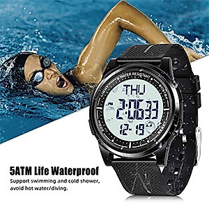 Beeasy Mens Digital Watch Waterproof with Alarm Stopwatch Countdown Timer Dual Time, 12/24 Hours Thin Digital Wrist Watches for Men