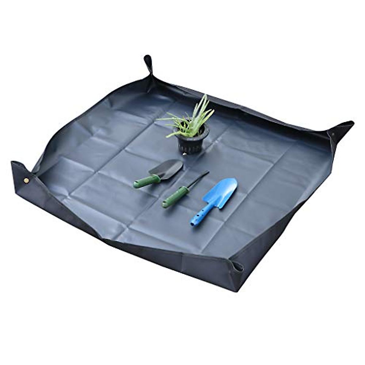 Ymeibe 39''×39'' Indoor Plant Repotting Mat Foldable Transplanting Work Cloth Waterproof Oxford and PVC Dirty Catcher Gardening Succulent Potting Tarp (39 inch, Black)