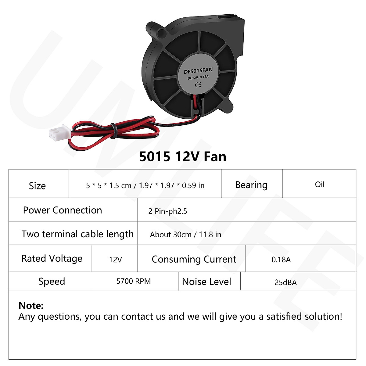 5015 Brushless Cooling Fan 4PCS 3D Printer Blower DC 12V Fans 50x50x15mm Fan for Hotend Extruder Heat Sinks with 2 Pin Terminal and Other Small Appliances Series Repair Replacement(12V 0.18A)