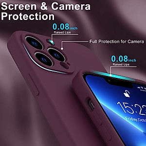 DEENAKIN Compatible with iPhone 13 Pro Max Case with Screen Protector - Silky Soft Silicone - Enhanced Camera Cover - Slim Fit Protective Phone Case for Women Girls 6.7" - Plums Color