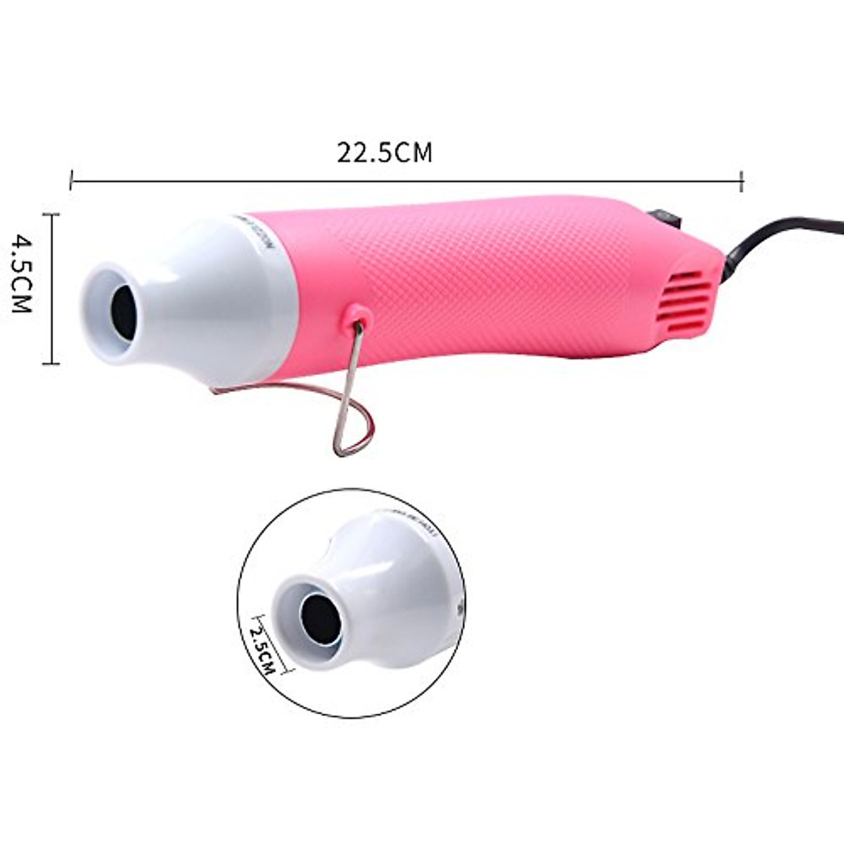 Heat Gun,mofa Hot Air Gun Tools Shrink Gun with Stand For DIY Embossing And Drying Paint Multi-Purpose Electric Heating Nozzle 300W 110V(Pink,White)