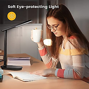 LASTAR Set of 2 LED Desk Lamp, Dimmable Eye-Protecting Table Lamps with Night Light, USB Charging Port, 4 Color Temperature Modes, 5 Brightness Levels, 1H Timer, Touch Control for Home Office Bedroom