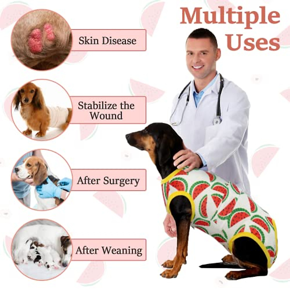 Bonaweite Dog Recovery Suit After Surgery, Pet Professional Surgical Shirt for Male Female Dogs Abdominal Wounds Bandage, Substitute E-Collar & Cone, Post-Operative Puppy Cat Onesies Snugly Vest