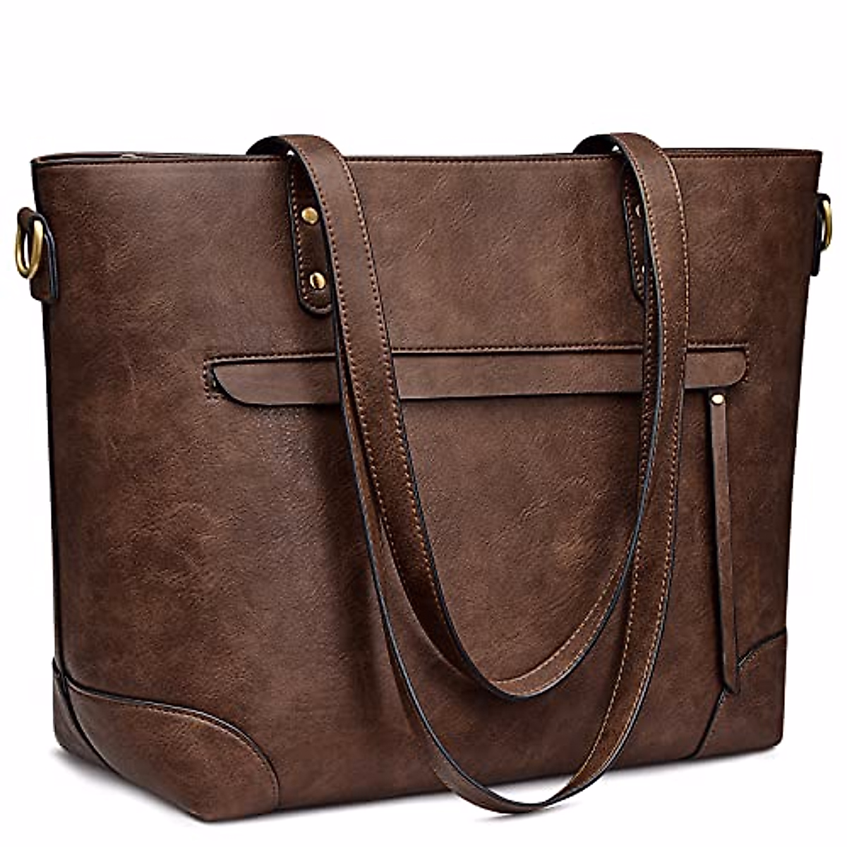 S-ZONE Leather Tote Bag for Women Large Shoulder Bag Handbag for Work with Long Shoulder Strap