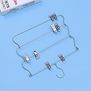 Cabilock Metal Hangers Clo Jeans Trousers Foldable Hangers Pants Clothes Hanging Rack Multifunctional Scarves Metal Skirt Multiple with Clip Wardrobe Organizer for Swing Layers Multi Hanger