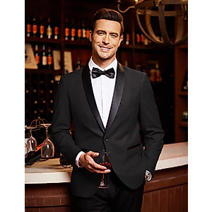 COOFANDY Men's Tuxedo Jacket Wedding Blazer One Button Dress Suit for Dinner Prom Party Black
