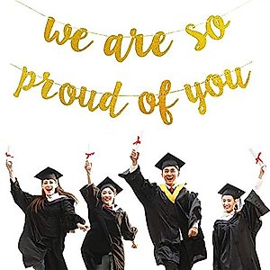 Glitter Graduation Banner Graduation Party Supplies We’re so Proud of You Glitter Burlap Sign Grad Garland Pennant Graduation Favors Decoration